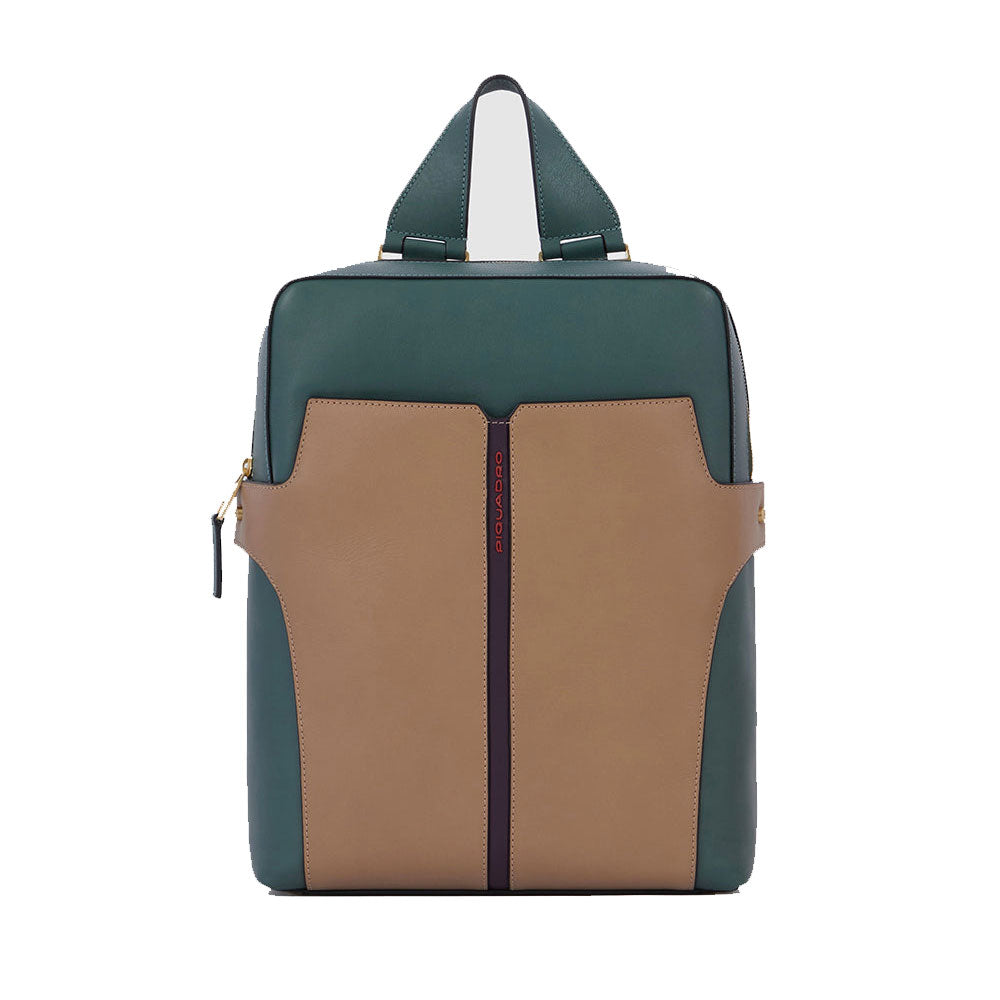 Zaino Donna PIQUADRO Porta Computer 15" in Pelle Colore Verde - Rosso ...