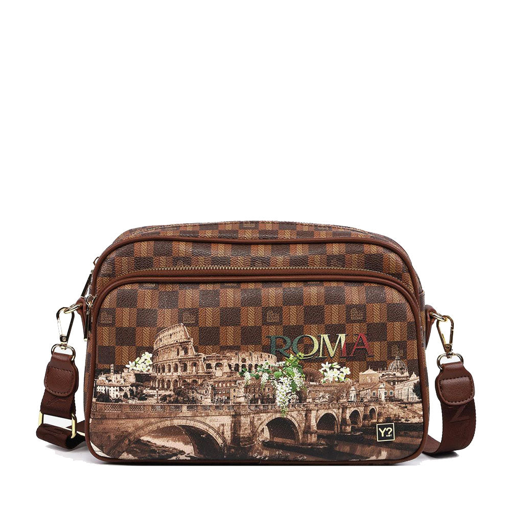 Borsa Donna a Tracolla Y NOT CIT-018 Stampa Rome a sconto – Cuoieriashop
