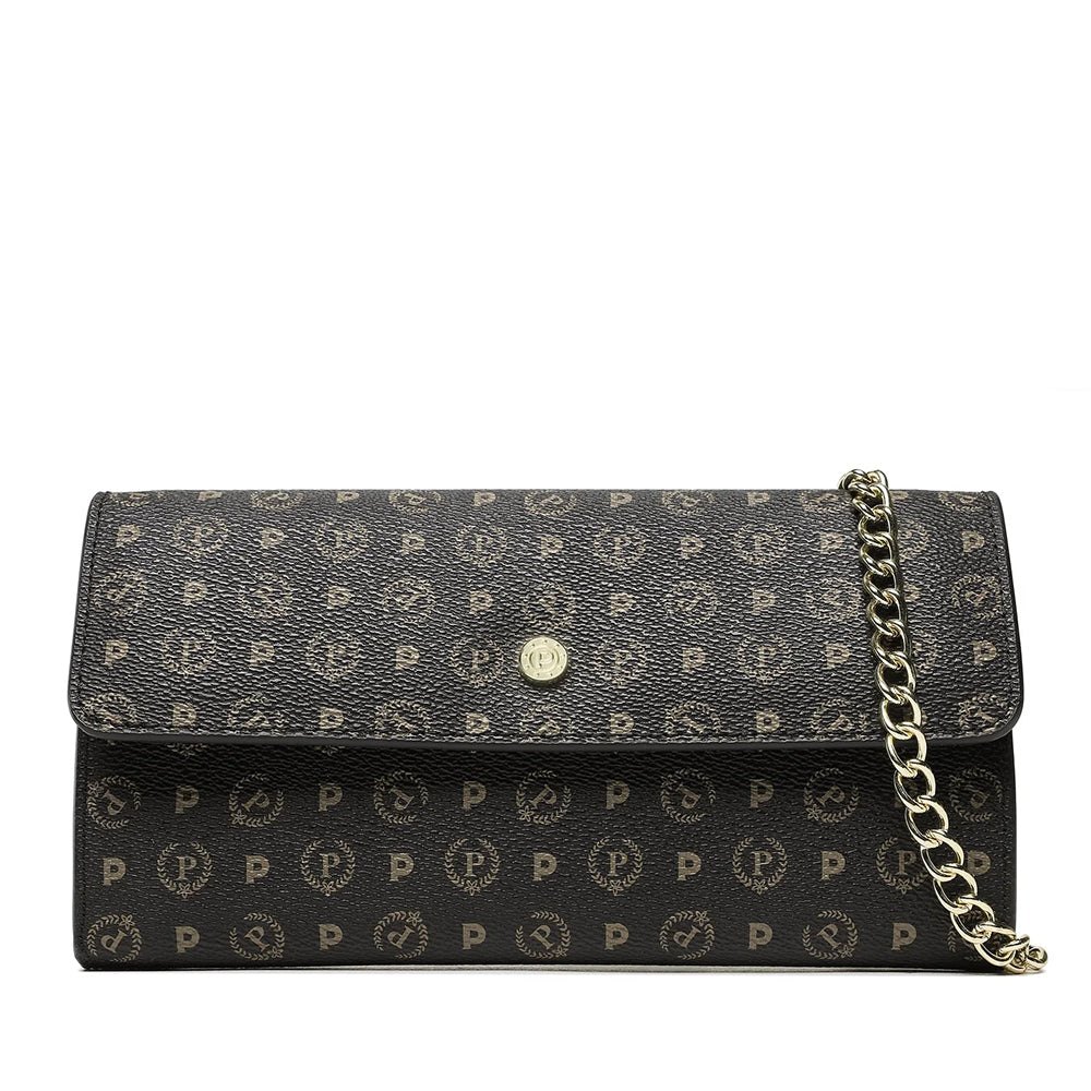 Mini Clutch POLLINI linea Heritage Logo Classic Nero e Marrone a sconto ...